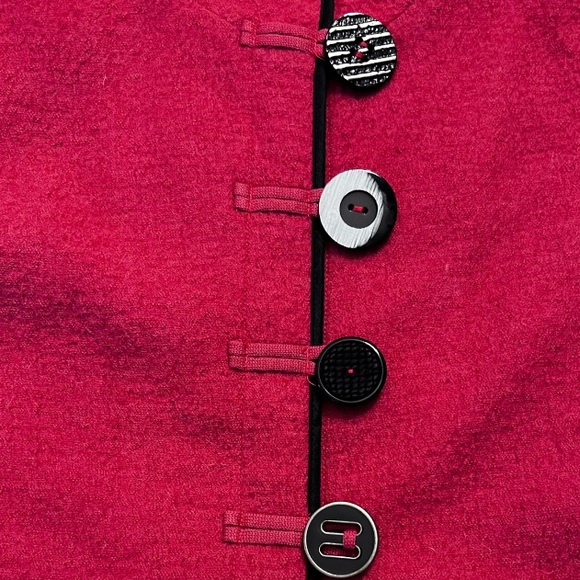 Carson | Tops | Carson 0 Boiled Wool Vest Red Button Front Artsy Art To ...